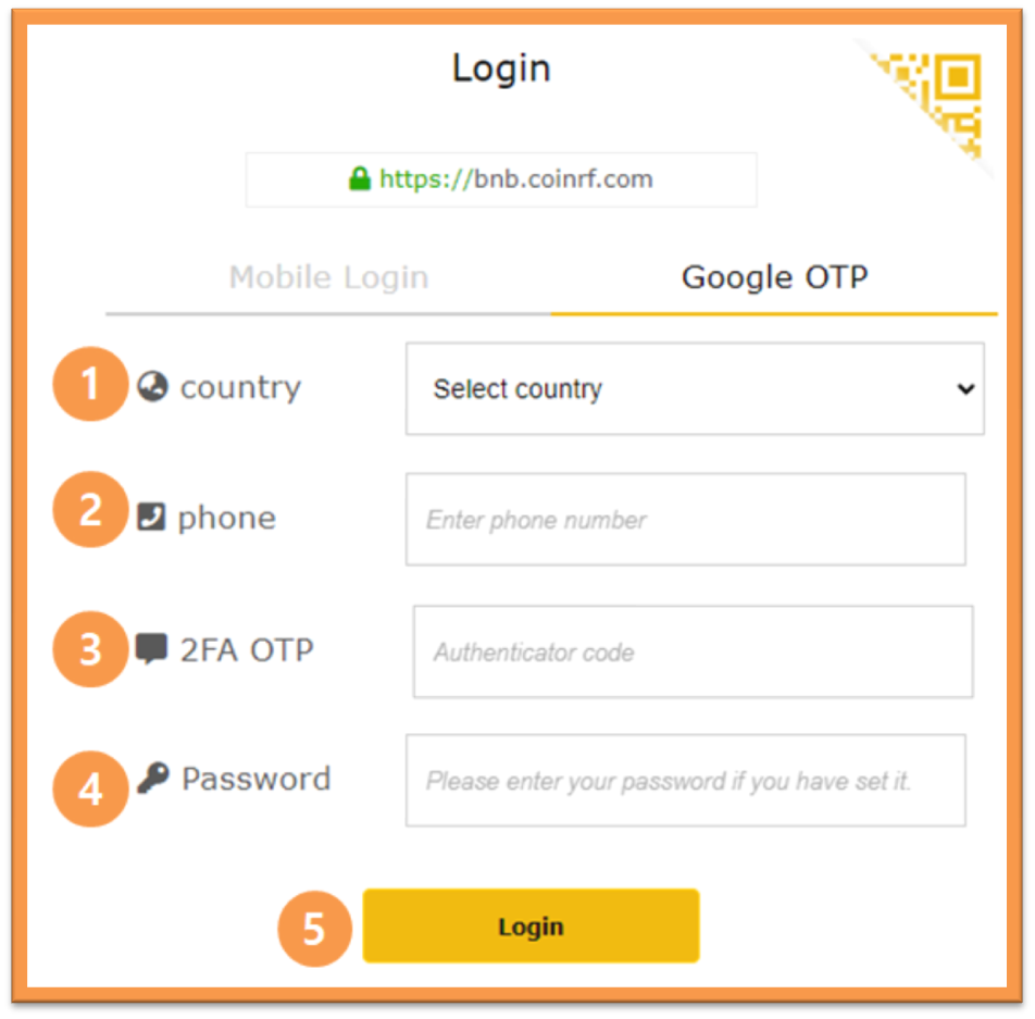 How to activate Google 2FA OTP and Log in – COINRF Help Center